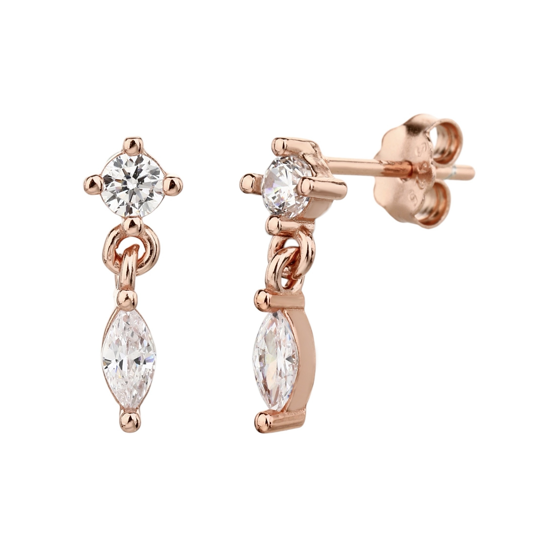 עגילי זרקון משובצים מרקיזה נופלת - MAYOR JEWELRY - מאיור תכשיטים